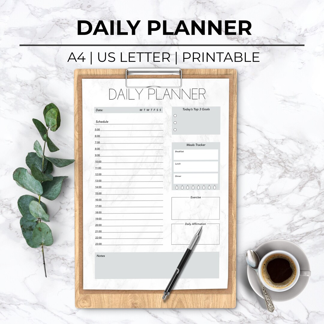 Printable Daily Planner, Daily Organizer, Marble to Do List, Work at ...