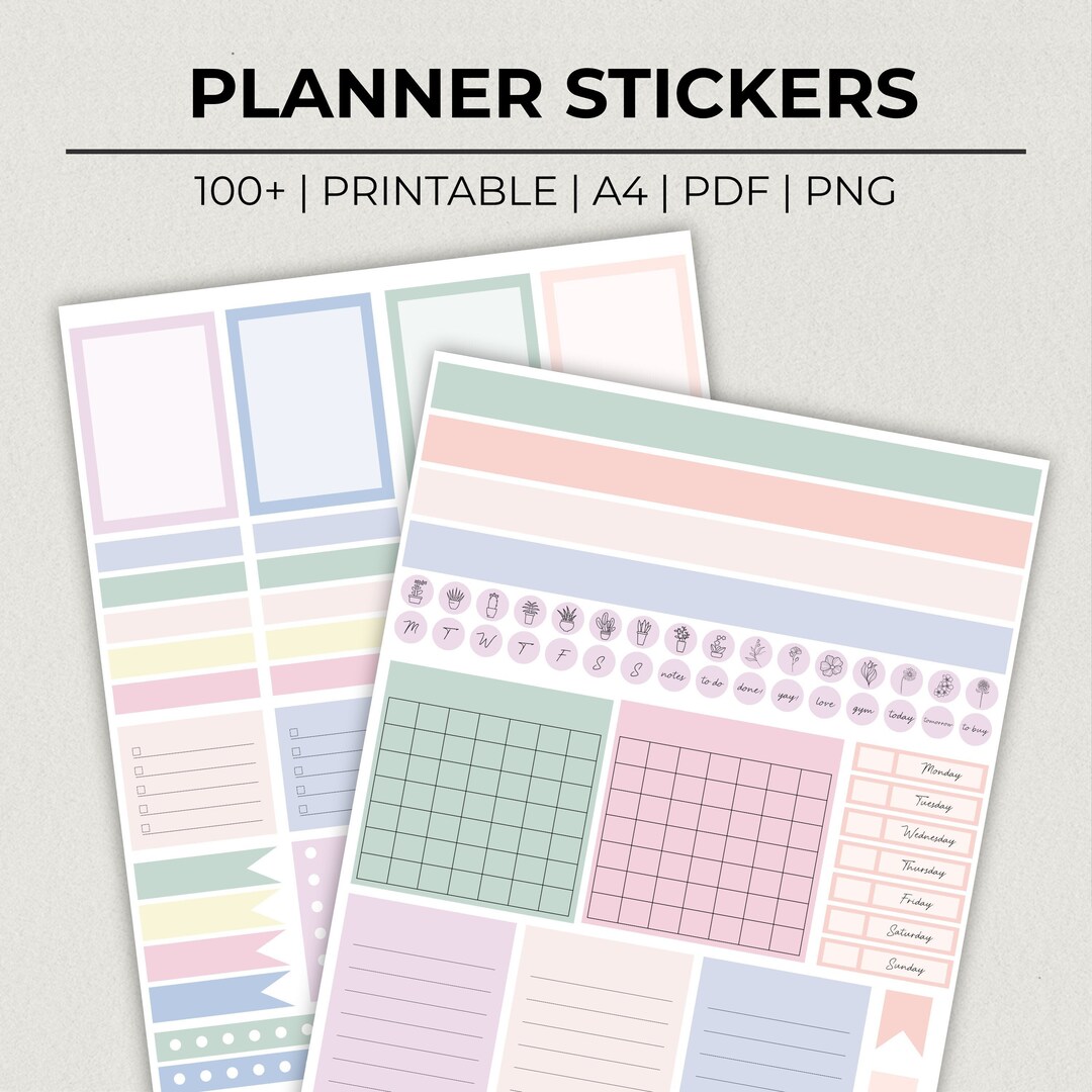 Printable Planner Stickers, Printable Pastel Stickers, Functional ...