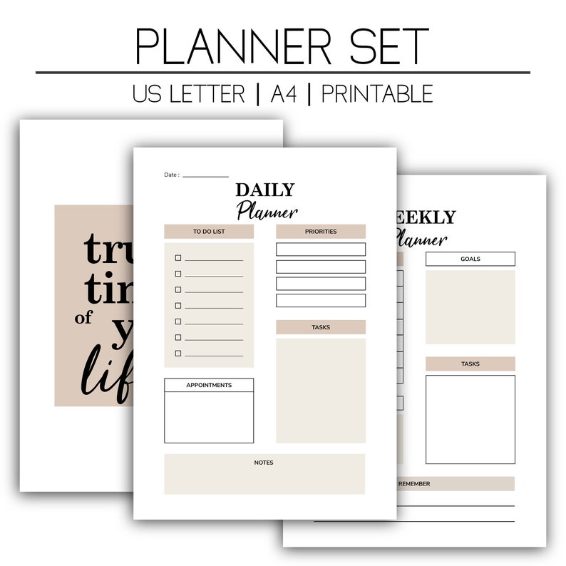 Aesthetic Printable Planner Bundle,planner Inserts,daily Organizer ...