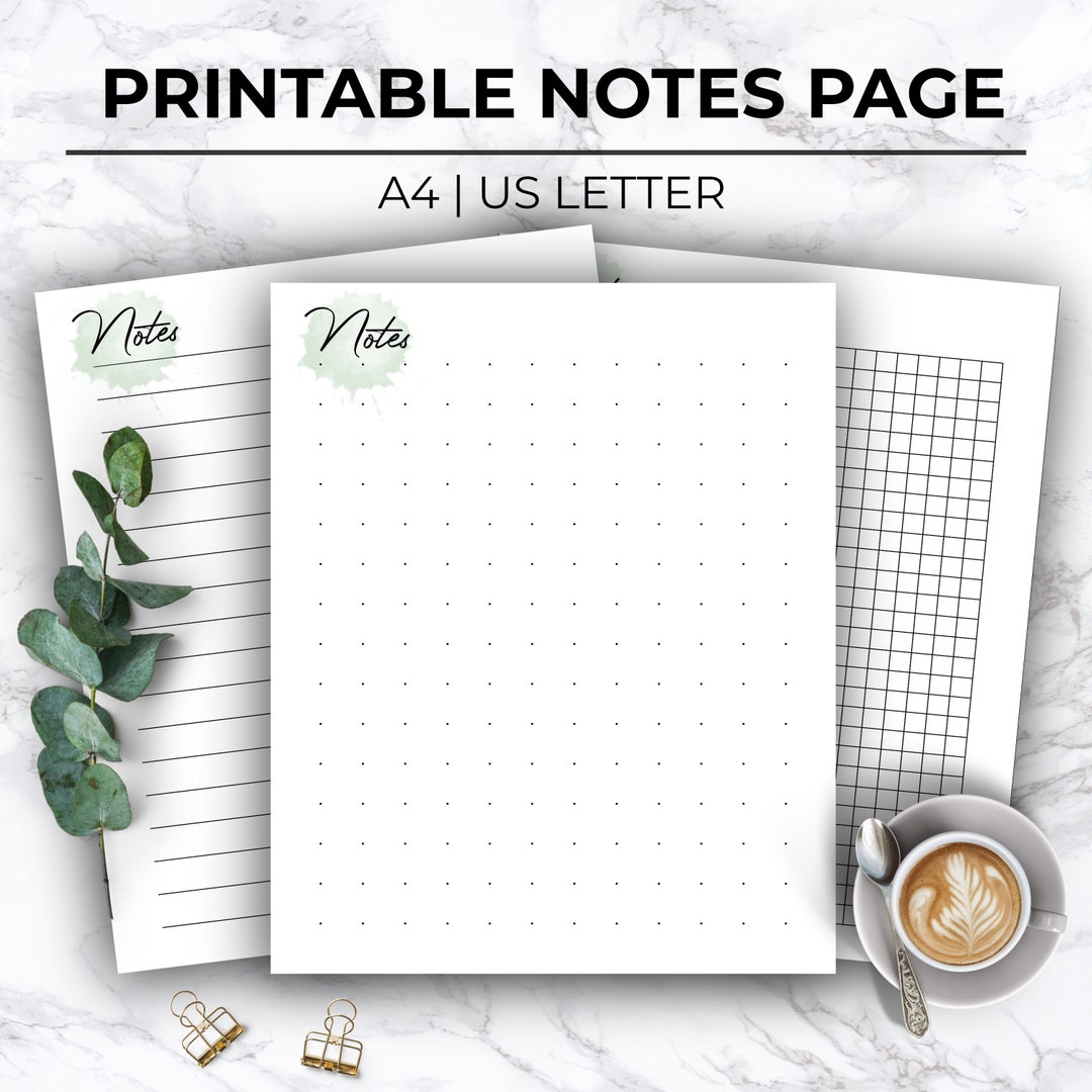 Printable Notes, Notes Page Printable, Printable Planner, Dot Grid ...