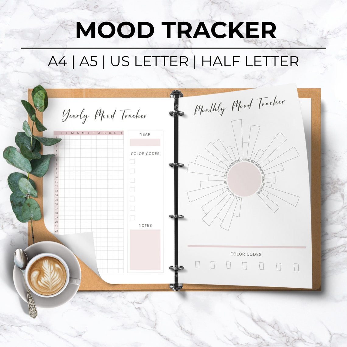 Printable Mood Tracker,aesthetic Planner,mood Journal,a Year in Pixels ...