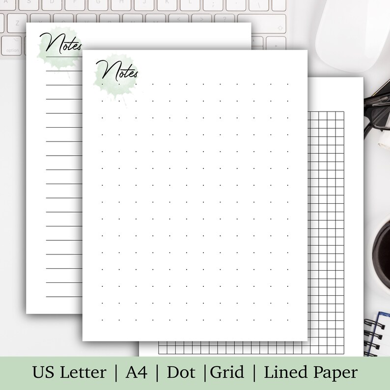 Printable Notes, Notes Page Printable, Printable Planner, Dot Grid ...