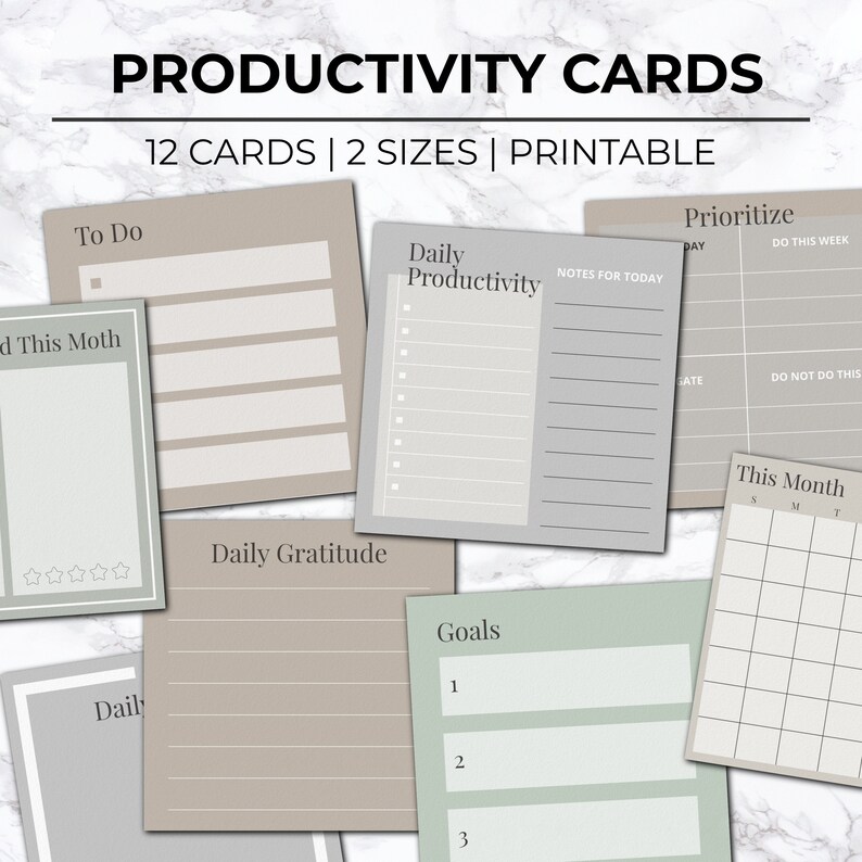 Printable Simple Planner Cards,productivy Cards,printable Sticky Notes ...