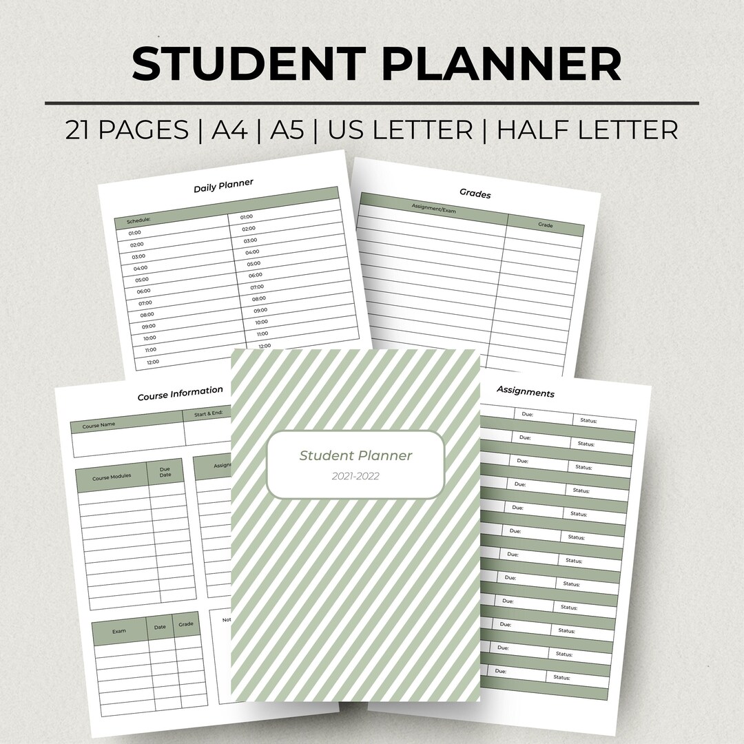 Student Planner, Academic Planner, School Year Journal, College ...