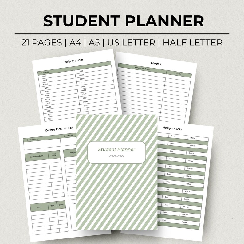 Student Planner, Academic Planner, School Year Journal, College ...