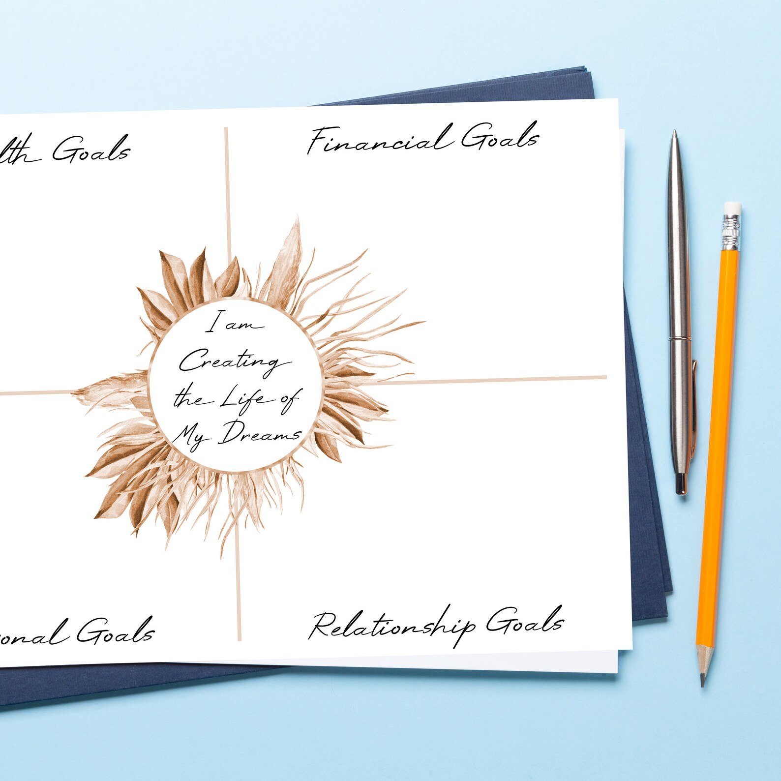 Printable Vision Board Template, Printable Dream Board, Undated Floral ...