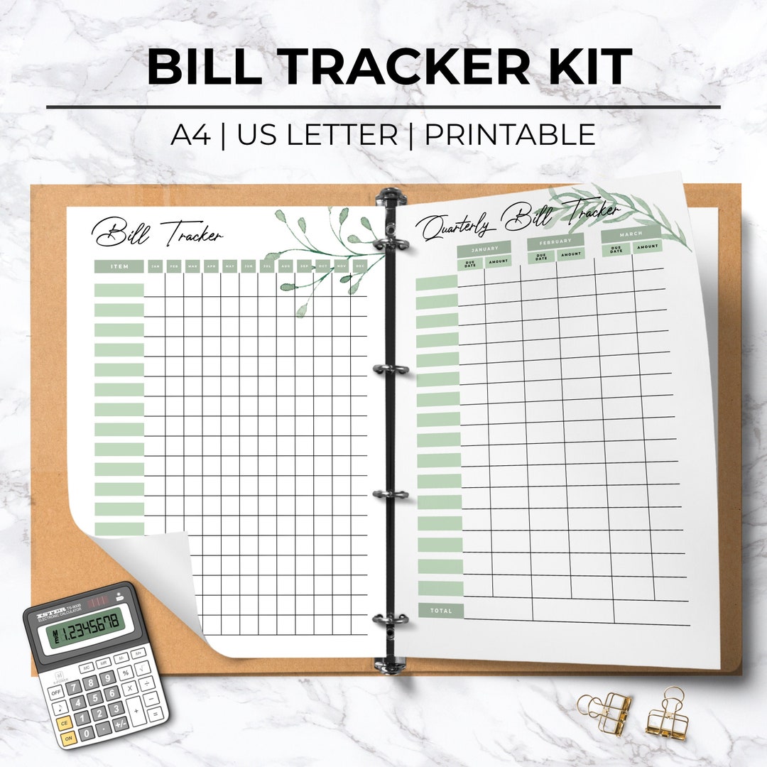 Printable Bill Tracker,monthly Bill Tracking,quarterly Bill Log ...
