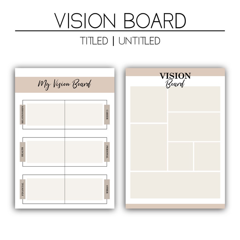 Printable Vision Board Templateprintable Dream Boarduntitled Etsy