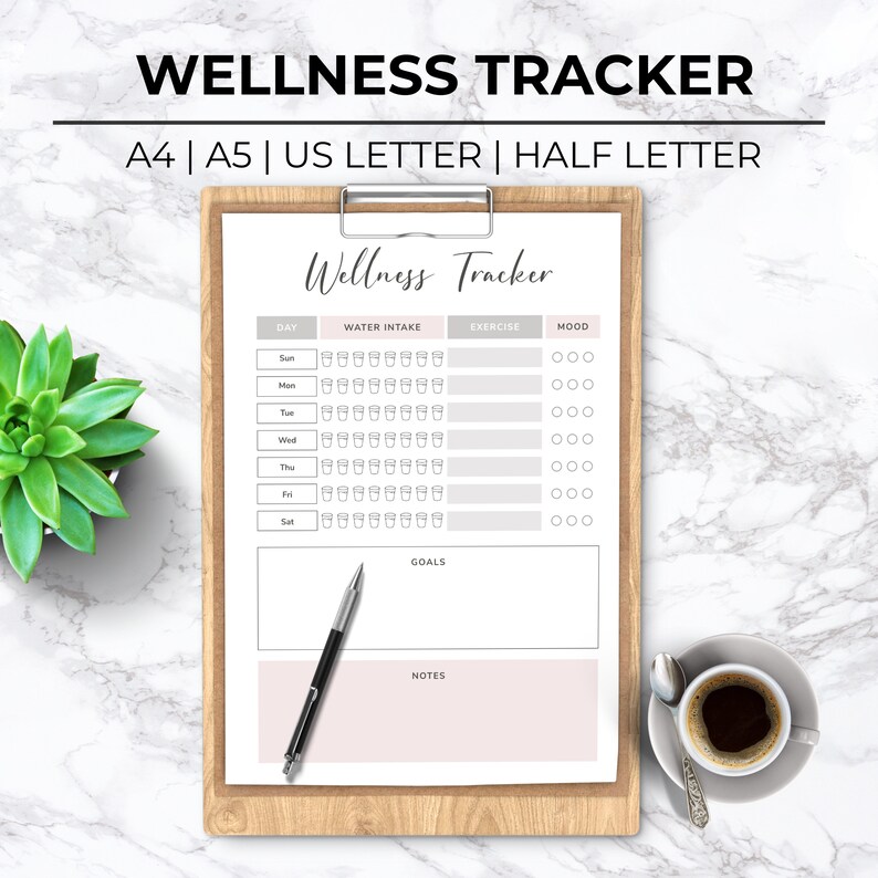 Printable Wellness Journal,printable Wellbeing Planner,wellness Tracker ...