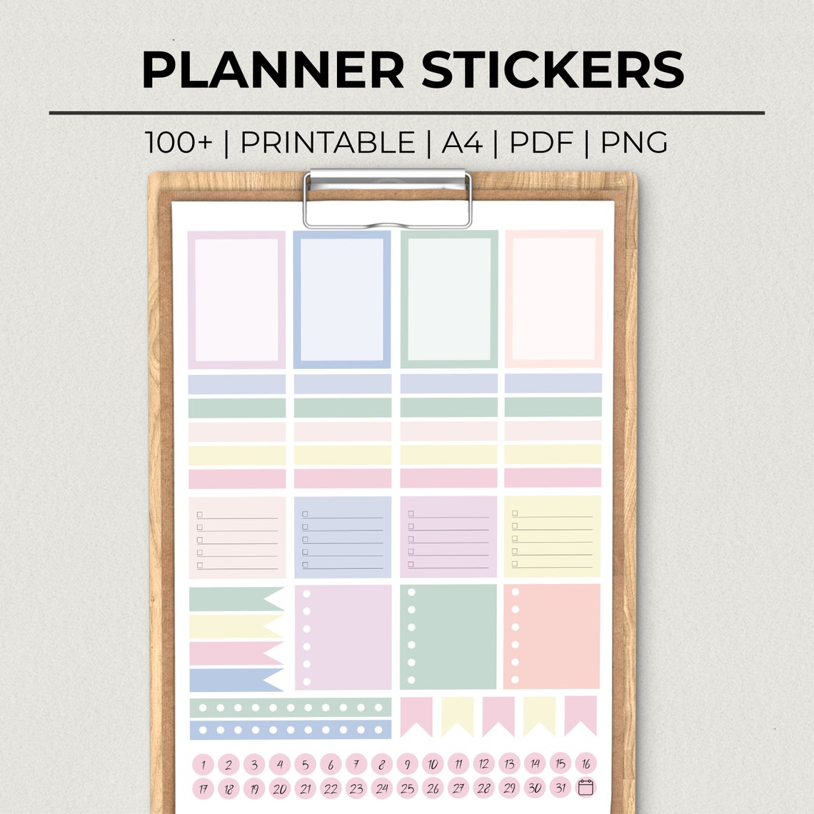 Printable Planner Stickers, Printable Pastel Stickers, Functional ...