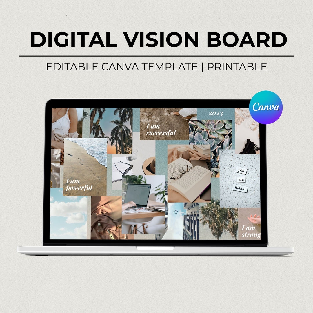 Digital Vision Board Template, Positive Affirmation, Simple Vision ...