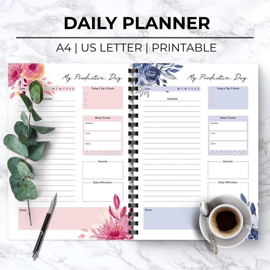 Printable Watercolor Floral Daily Planner,daily to Do List,work From ...