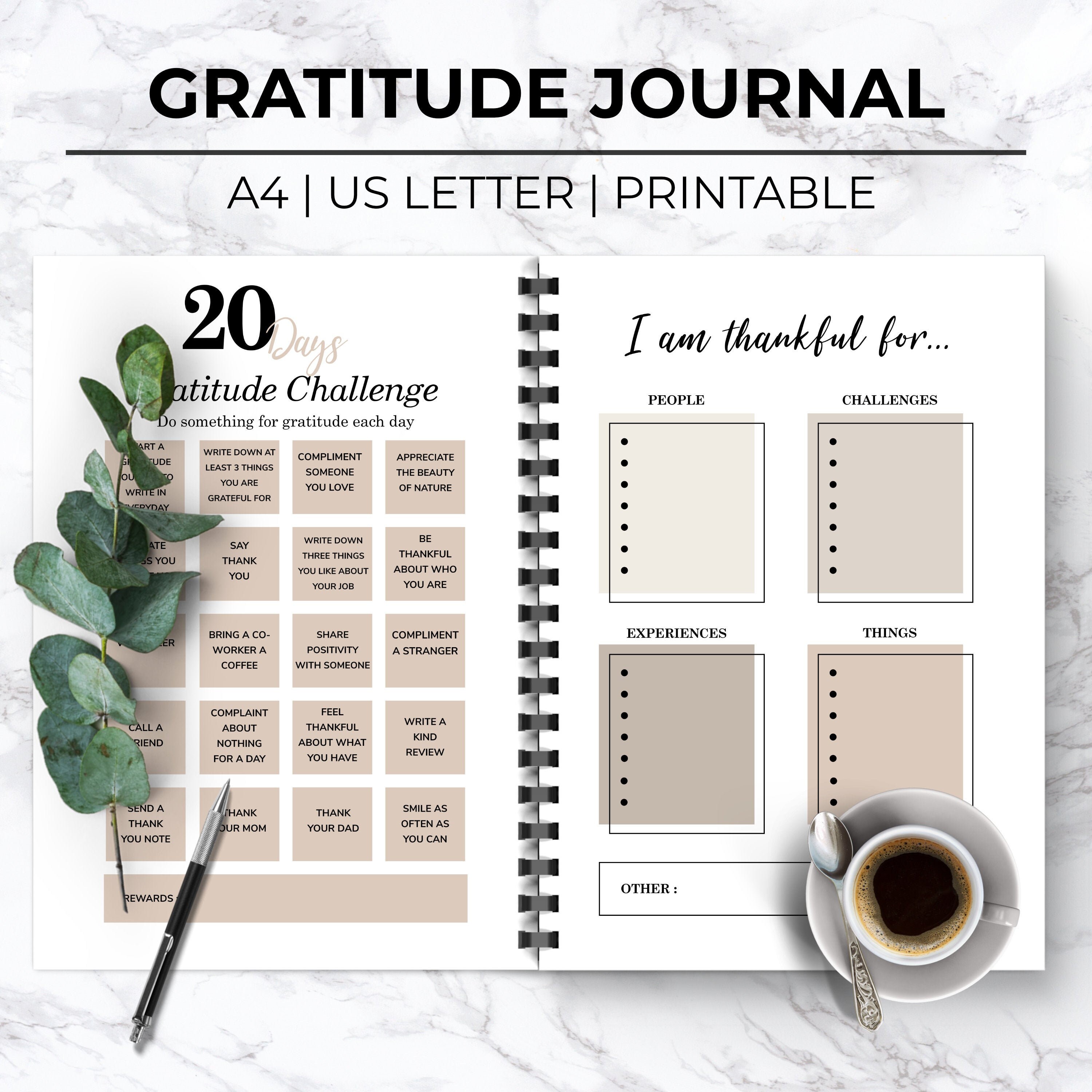 Gratitude Journal Template,printable Gratitude Log,mindfulness ...
