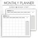 Printable Monthly Planner, Fillable Monthly Plan, Printable Monthly ...