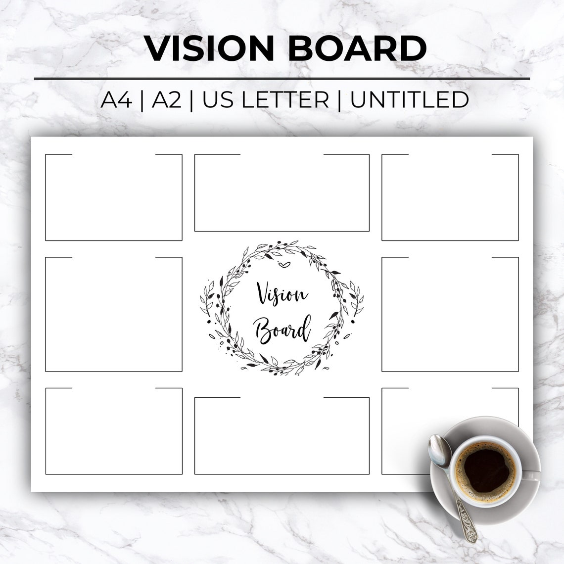 Minimalist Printable Vision Board Templateprintable Dream Etsy