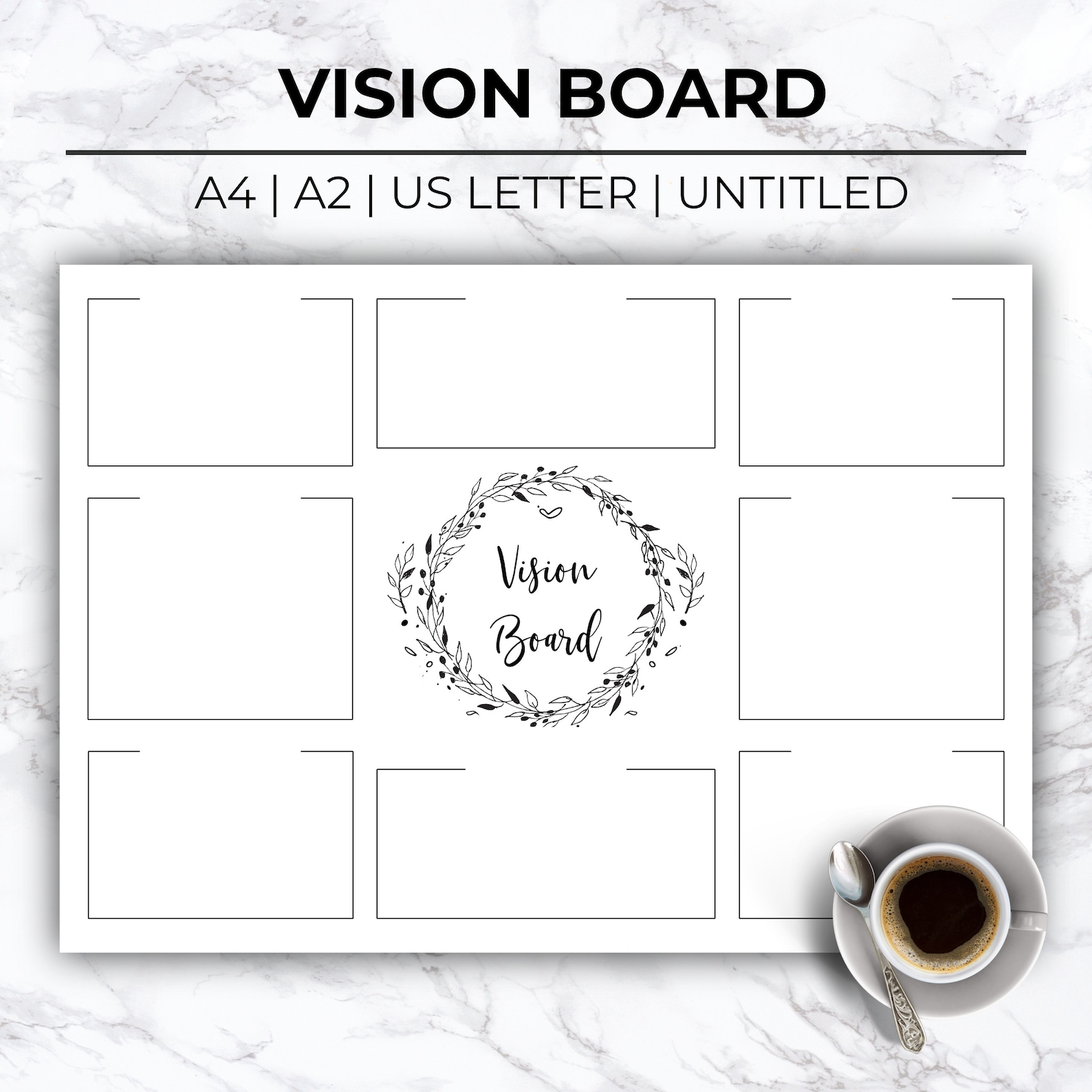 Minimalist Printable Vision Board Template,printable Dream Board,simple ...