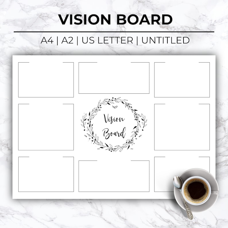 Minimalist Printable Vision Board Template,printable Dream Board,simple ...