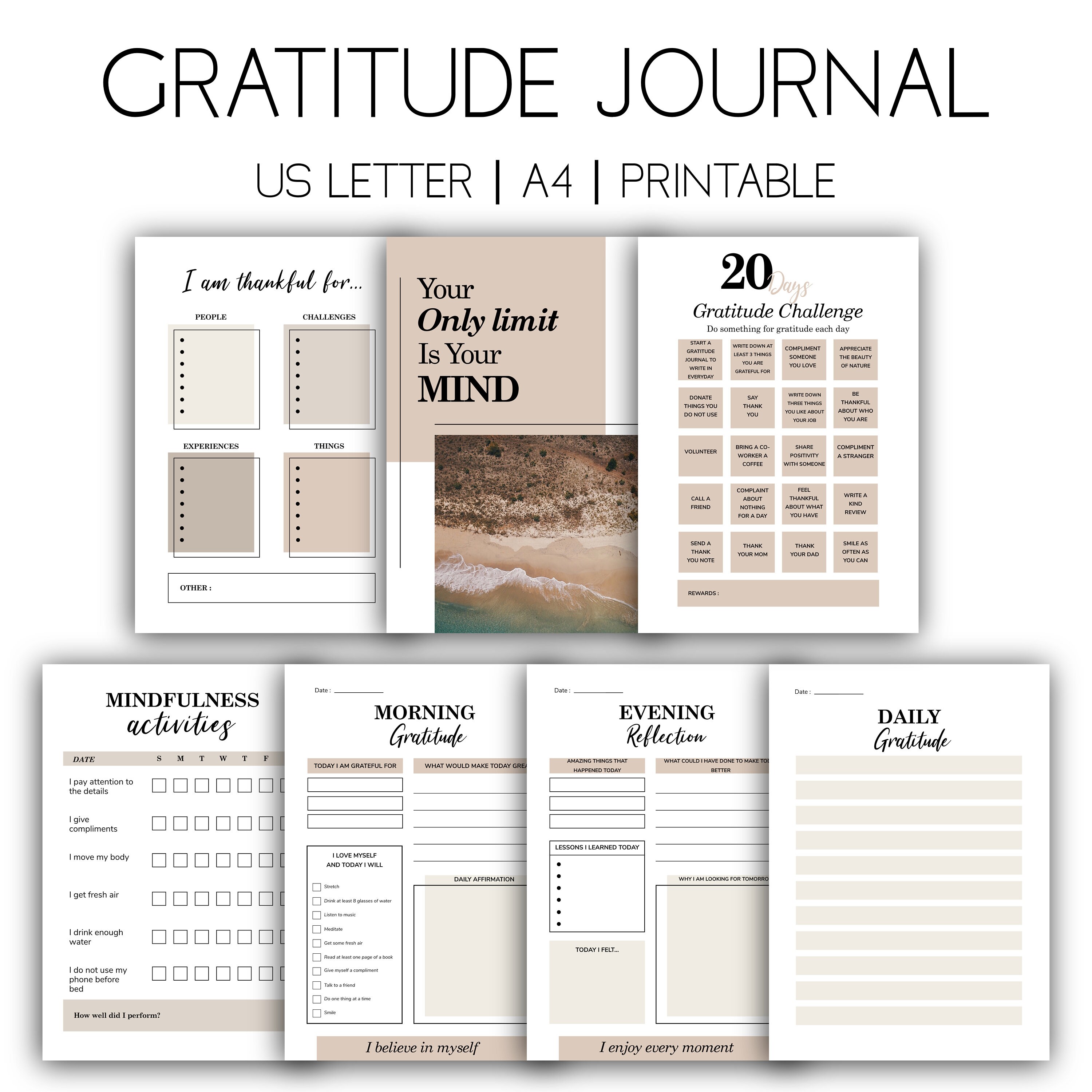 Gratitude Journal Template,printable Gratitude Log,mindfulness ...