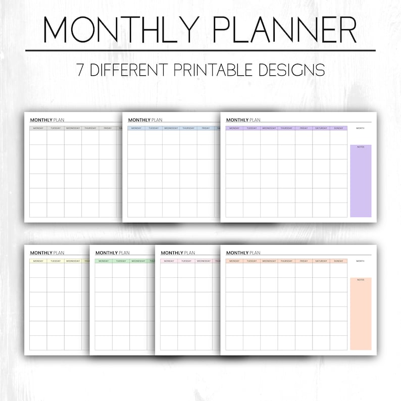 Printable Monthly Planner, Fillable Monthly Plan, Printable Monthly ...