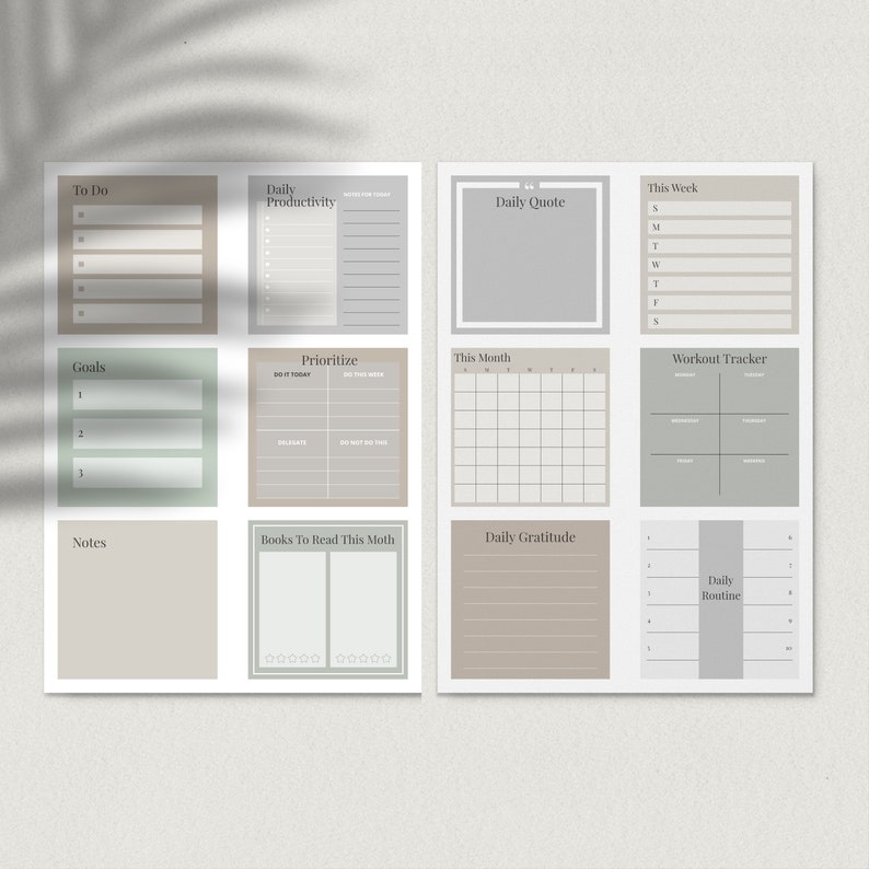Printable Simple Planner Cards,productivy Cards,printable Sticky Notes ...
