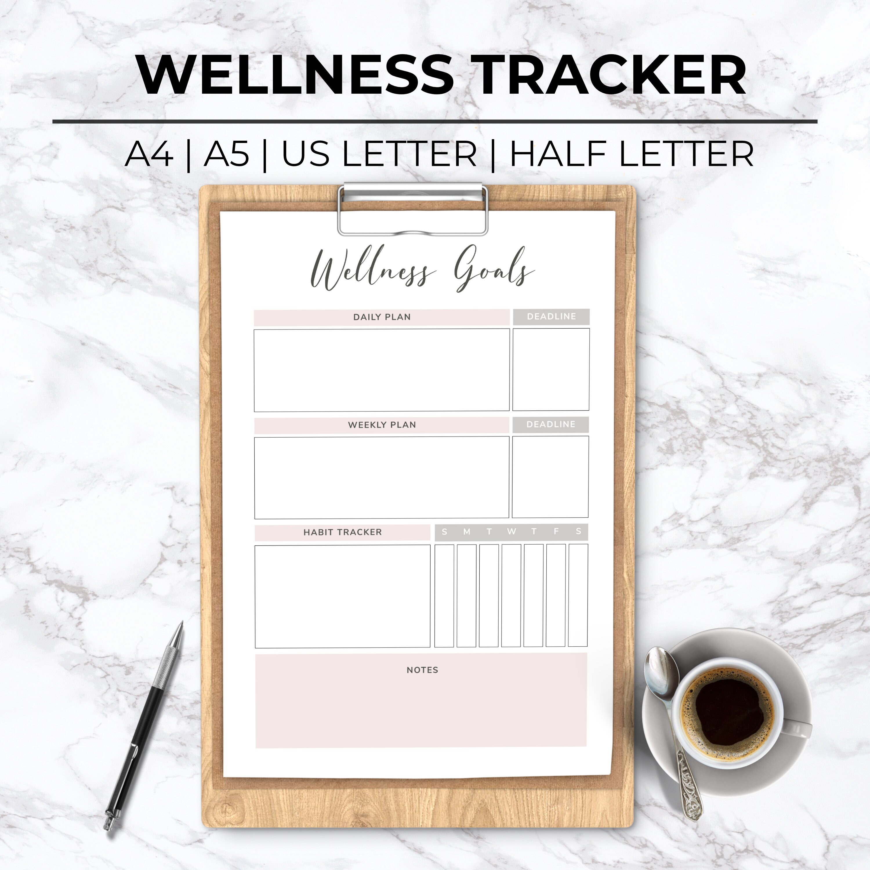 Printable Wellness Journal,printable Wellbeing Planner,wellness Tracker ...