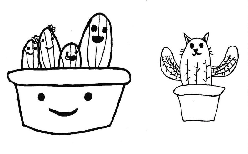 Hand Drawn Cactus SVG, PNG Bundle - Etsy