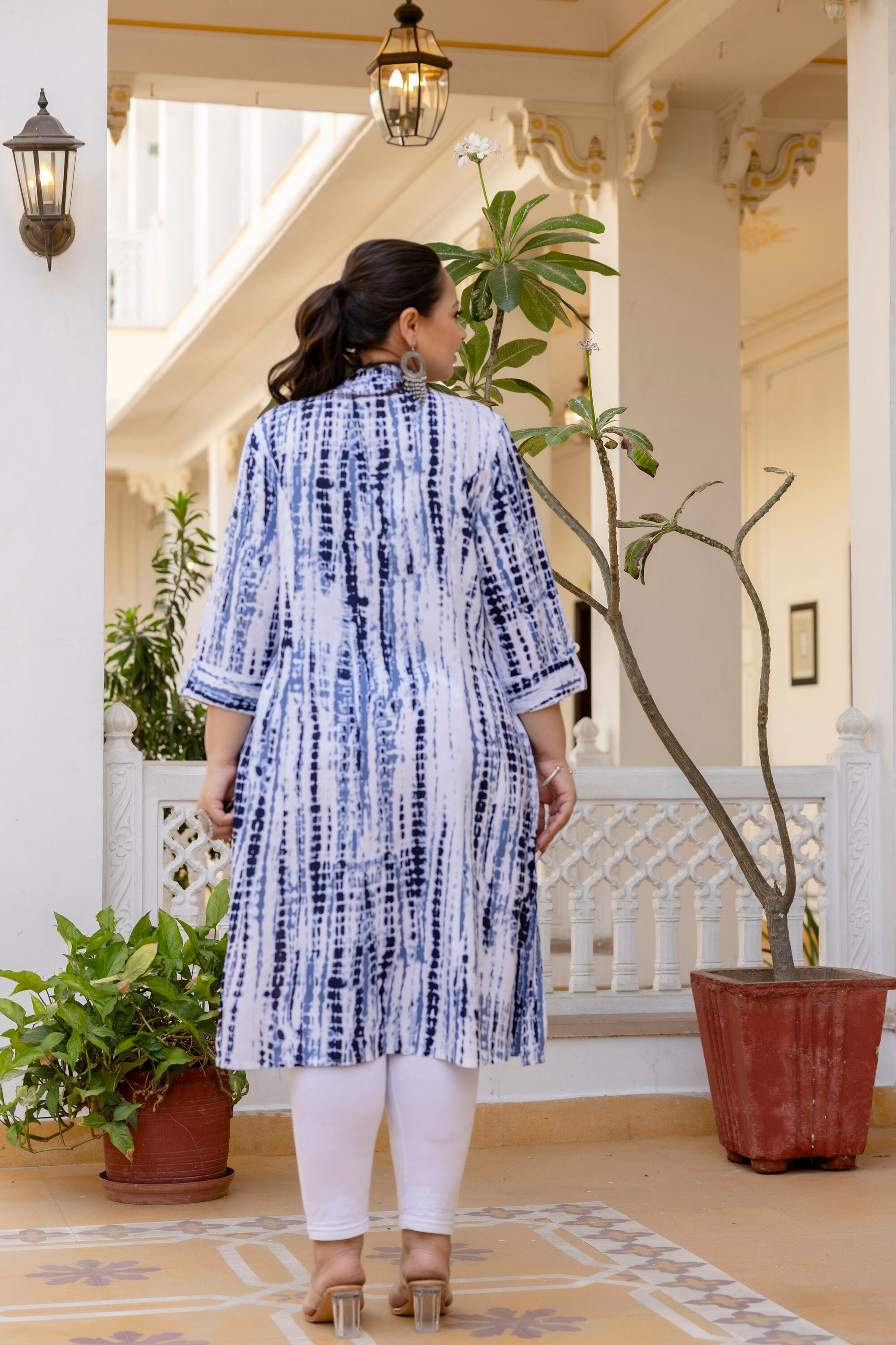 Blue Front Slit Princess Cut 'A' Line Kurta | Tiedye Kurta for Women ...