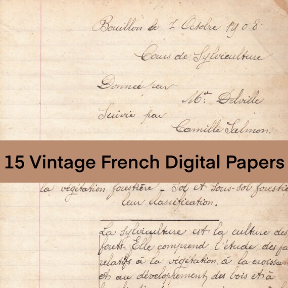 Old French Digital Papers Vintage French Handwriting From a - Etsy
