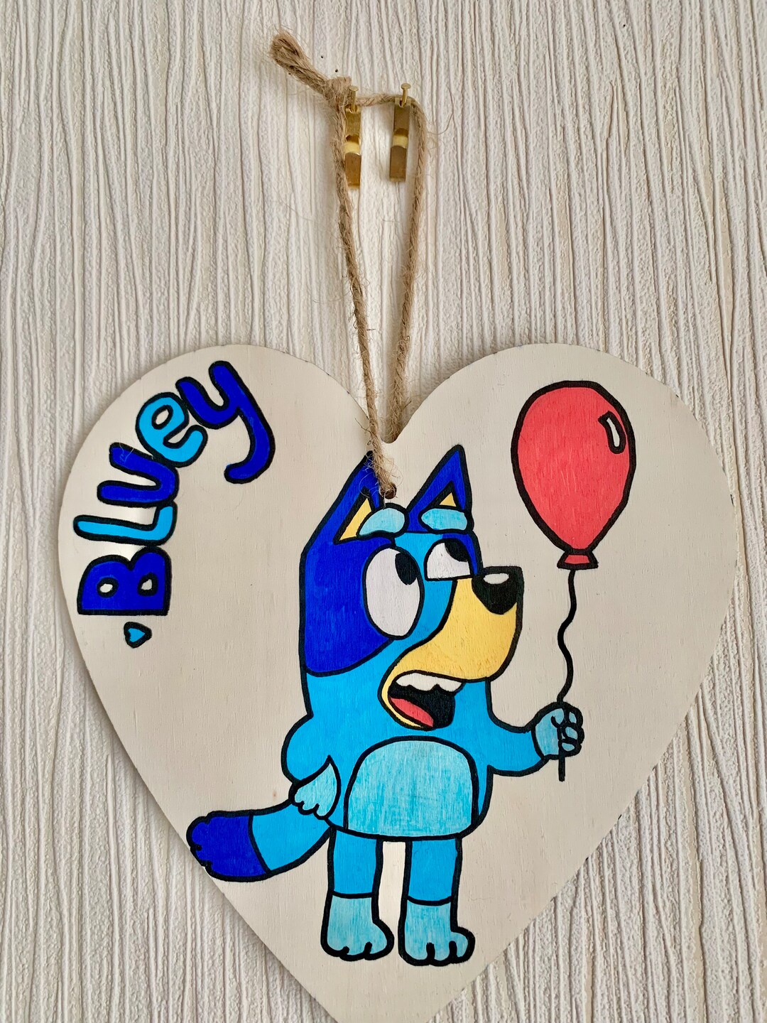 Double Sided Bluey Inspired Wooden Heart Wall Hanging Kids - Etsy