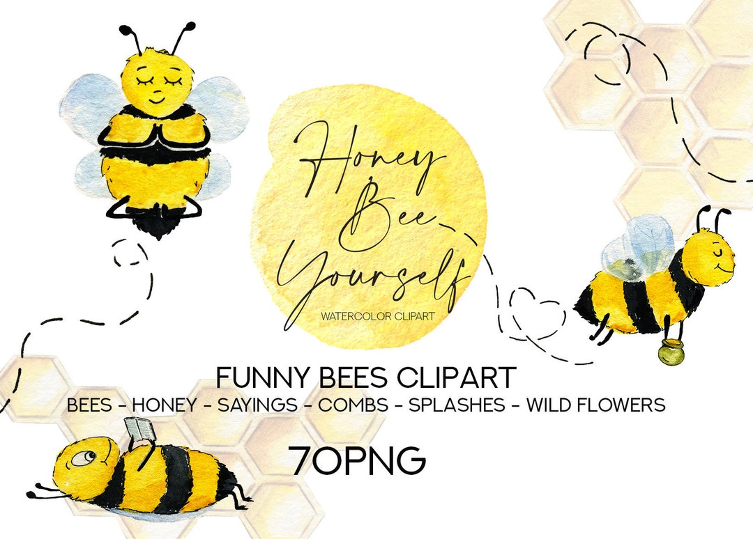 Bee Watercolor Clipart, Honey Clipart Png Digital Clip Art, Bumble Bee ...
