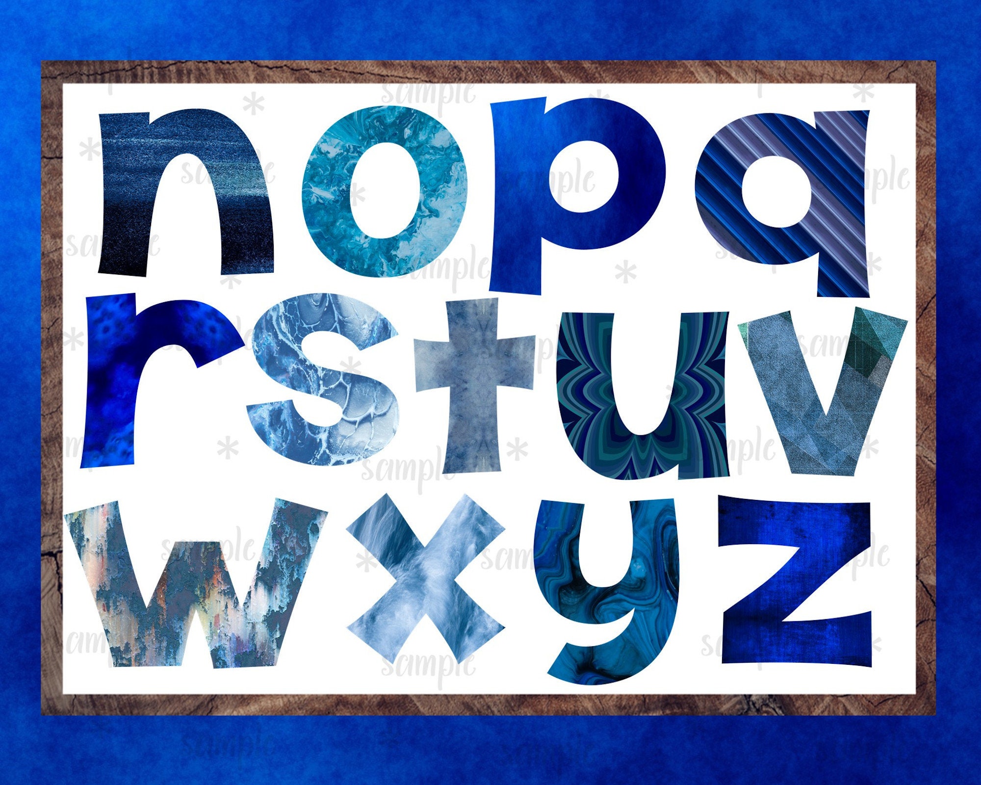 BLUE MOOD Alphabet and Numbers Clipart Digital PNG - Etsy