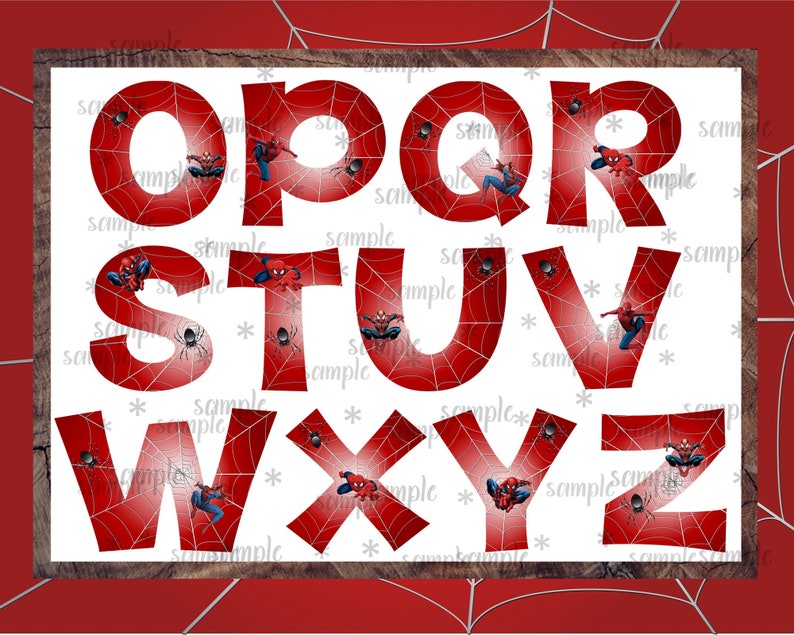 SPIDER MAN Alphabet & Numbers Clipart Digital PNG - Etsy