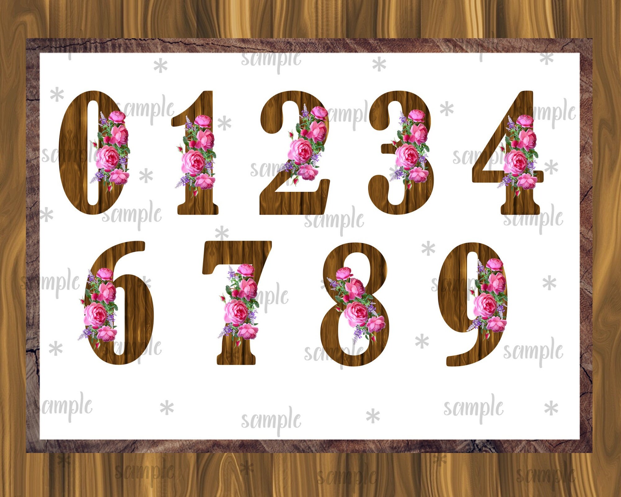 ROSEWOOD Alphabet & Numbers Clipart Digital PNG - Etsy