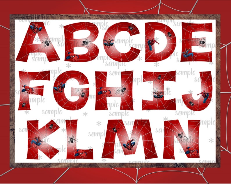 SPIDER MAN Alphabet & Numbers Clipart Digital PNG - Etsy Australia