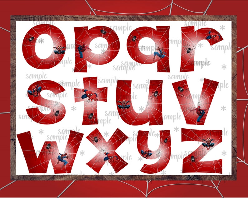 SPIDER MAN Alphabet & Numbers Clipart Digital PNG - Etsy