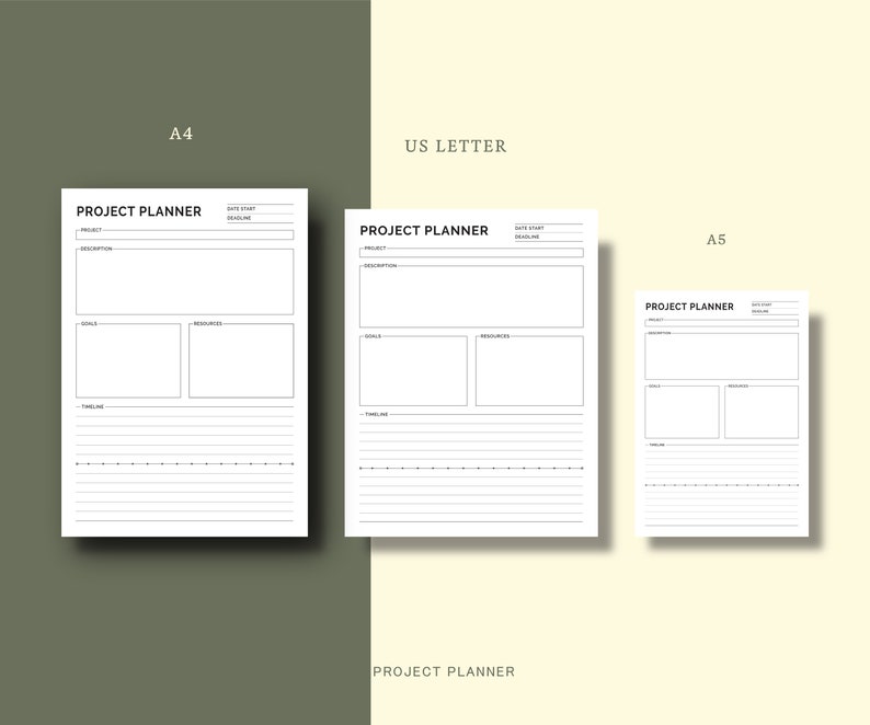 Project Planner Printable, Work Planner, Project Timeline, Project ...