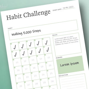 40 Day Habit Challenge Tracker, Goal Tracker, A4, A5 Size PDF - Etsy