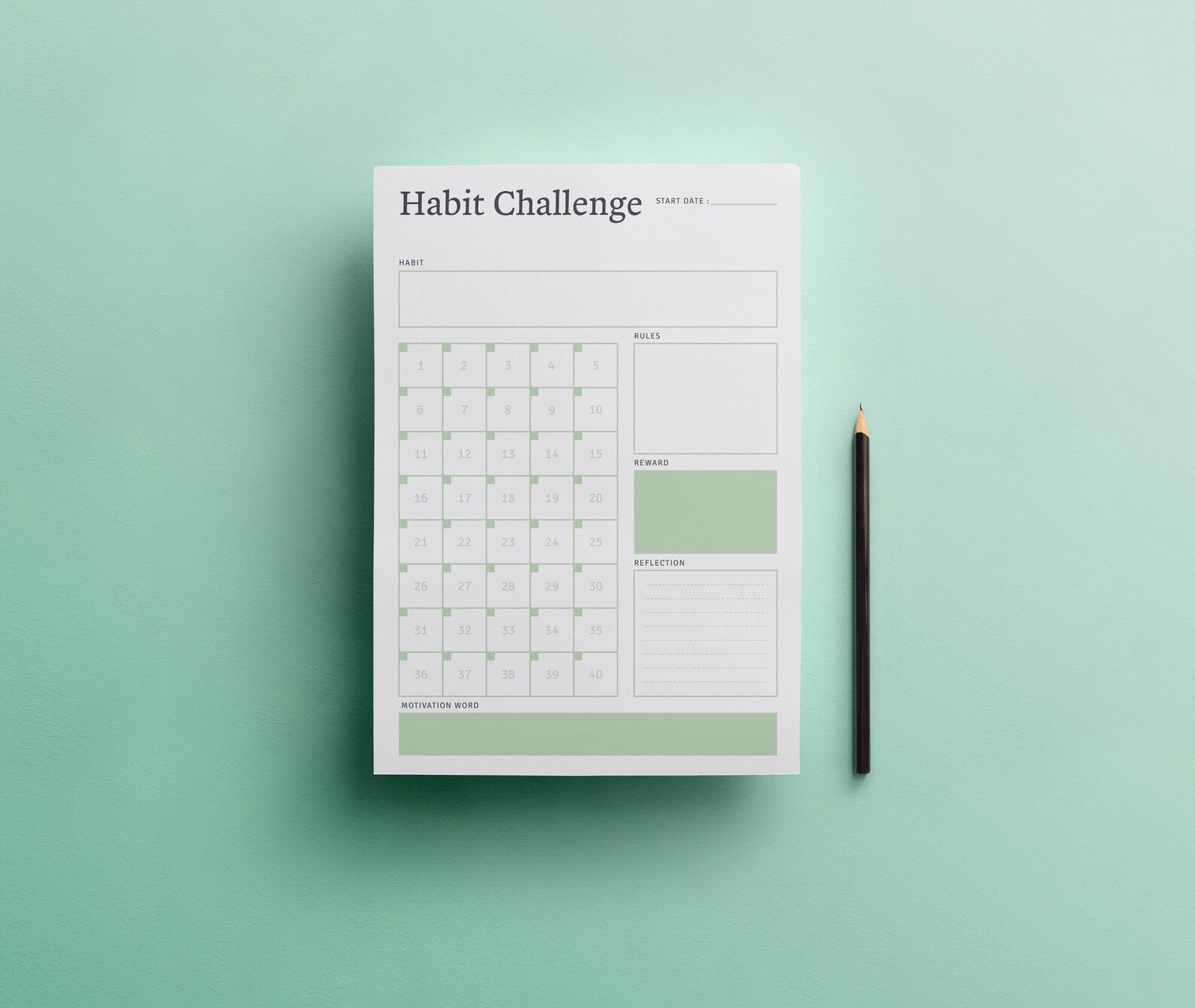 40 Day Habit Challenge Tracker, Goal Tracker, A4, A5 Size PDF - Etsy