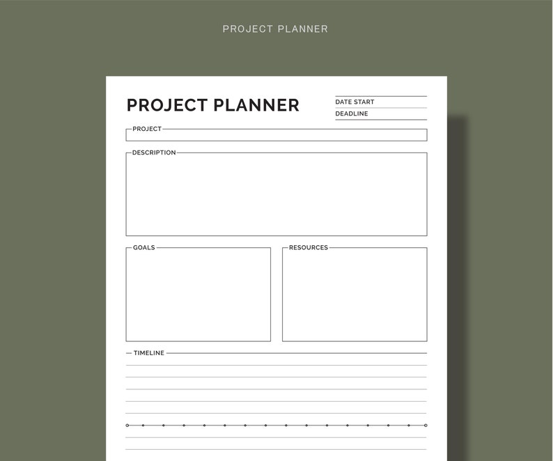 Project Planner Printable: Timeline & Management (A4, A5, Letter Size ...