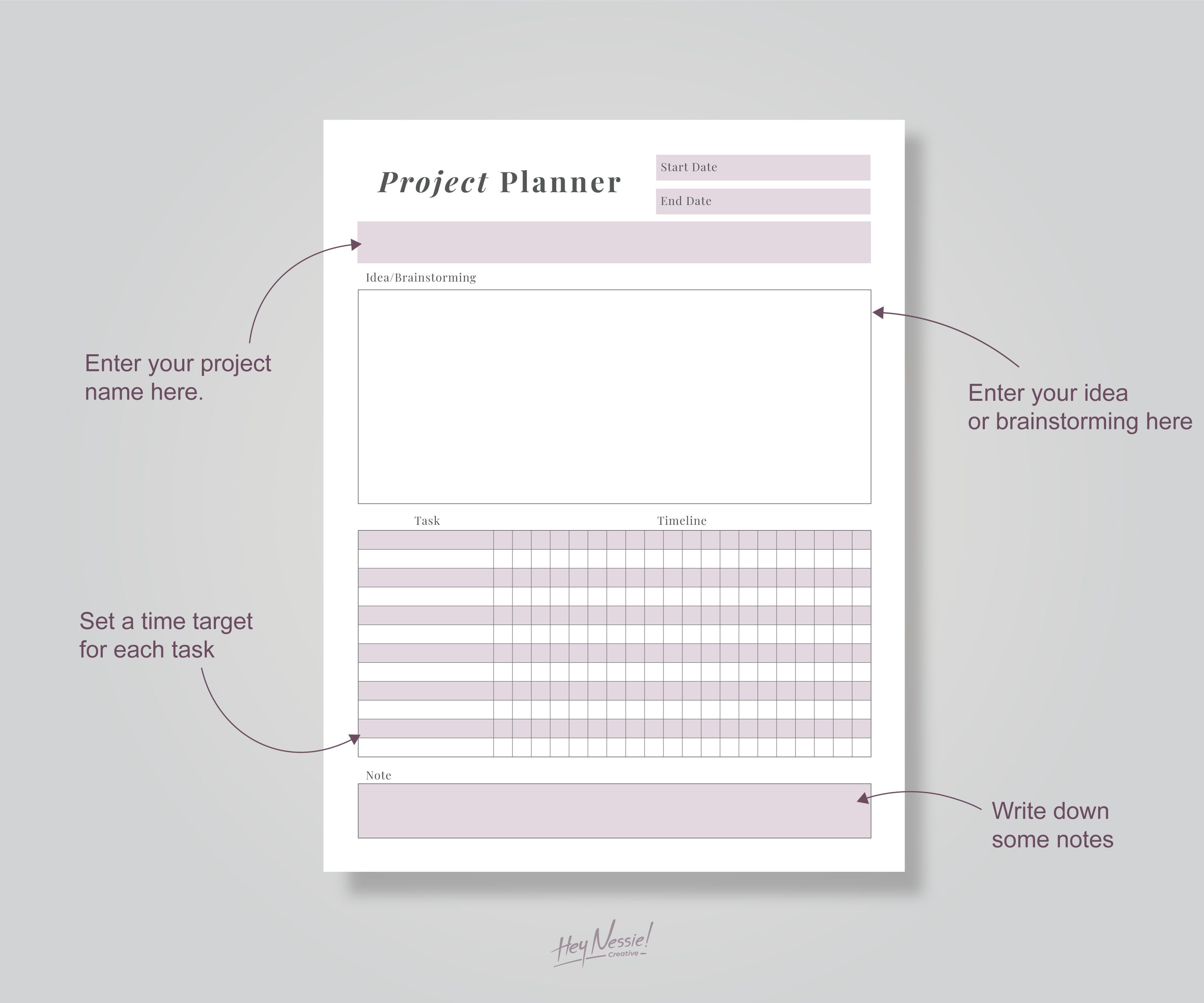 Project Planner With Timeline, Productivity Planner, Canva Template - Etsy