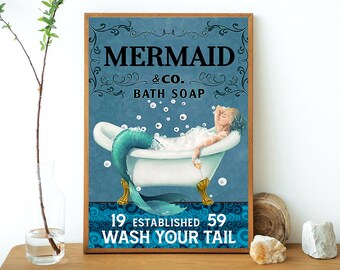 Mermaid Bathroom Art - Etsy