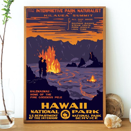 Hawaii Volcanoes National Park Travel Poster by Anderson - Etsy