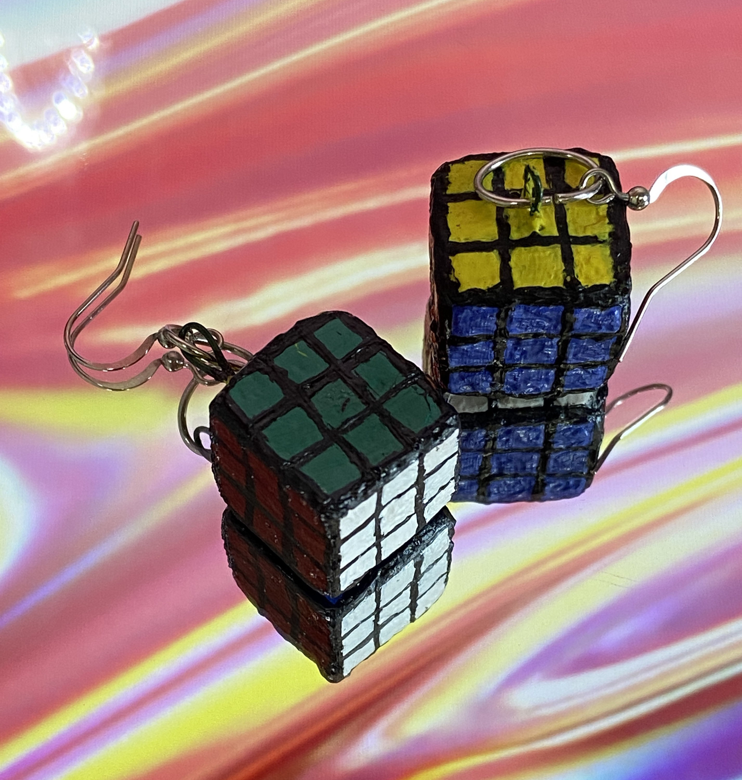 Handmade Rubik's Cube Earrings - Etsy Denmark