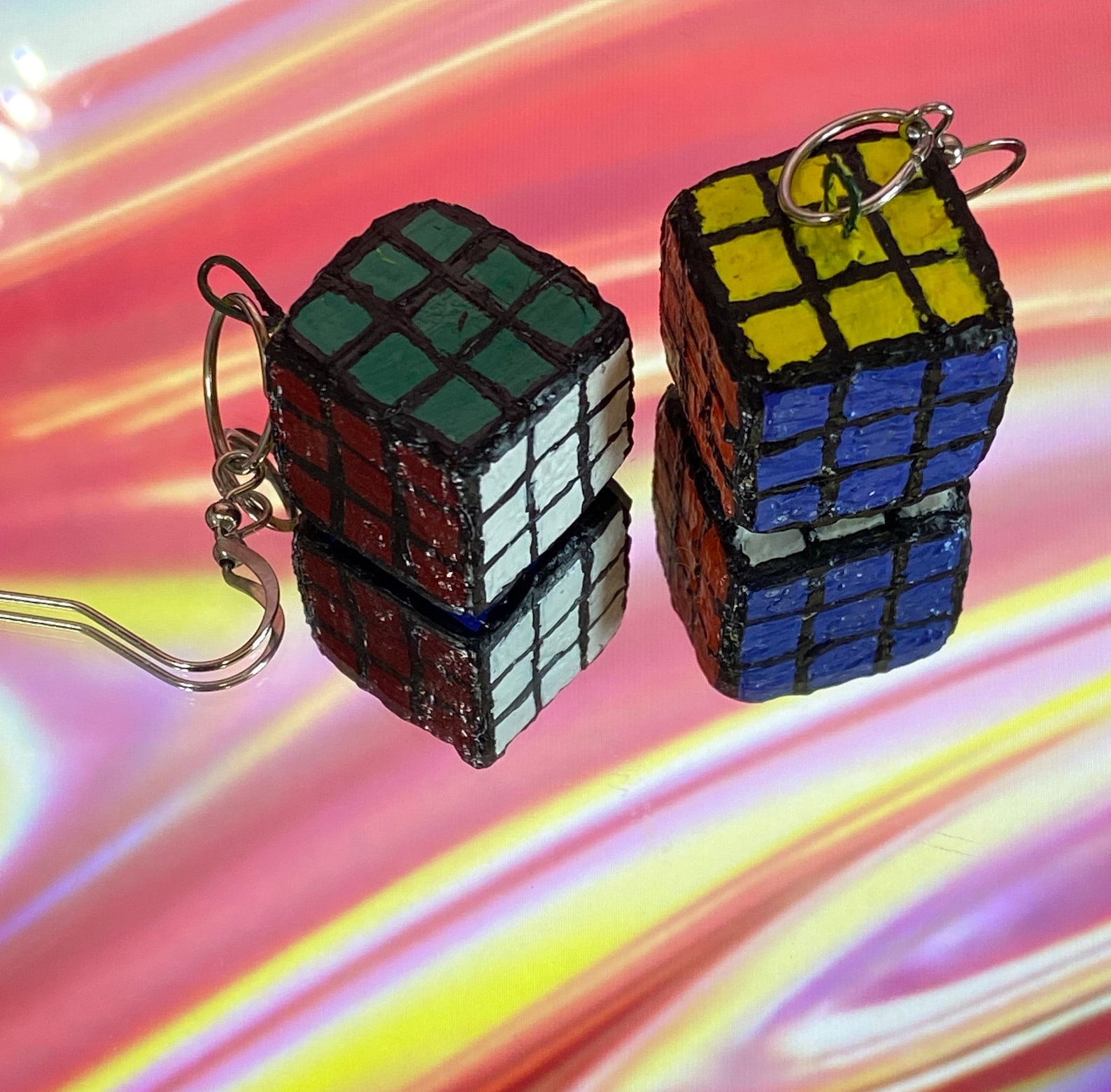 Handmade Rubik's Cube Earrings - Etsy Denmark