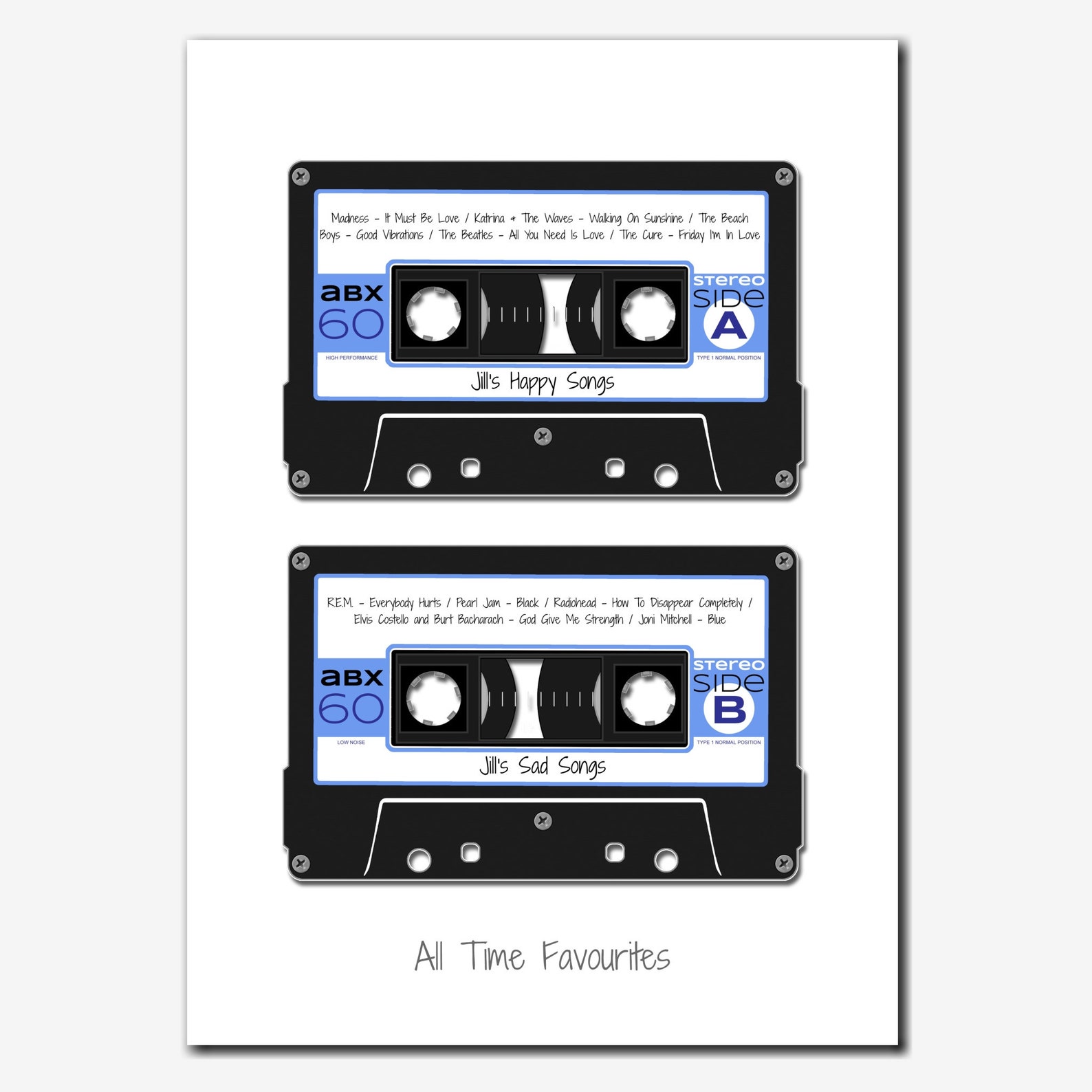 Personalised Cassette Mix Tape Printable PDF / Custom Cassette - Etsy