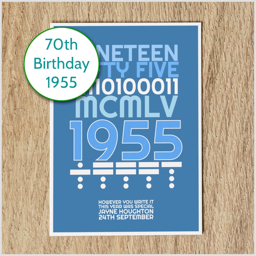 70th Birthday Card / 1955 Birthday Card / Personalised Born in 1955 ...