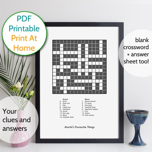 Custom Crossword Puzzle - Etsy