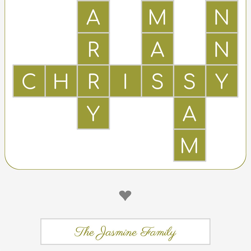 Family Crossword Print / Custom Crossword Printable Pdf / - Etsy UK