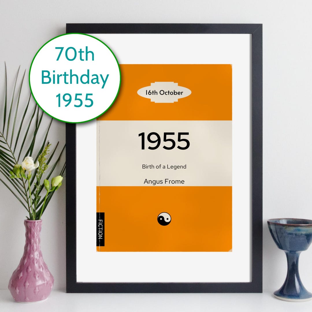 Personalised 1955 Classic Book Cover Print / Personalised 70th Birthday ...