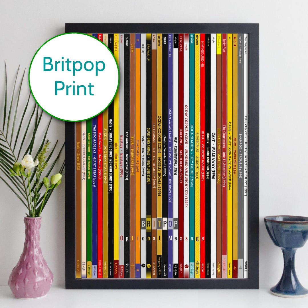 Britpop Music Poster / Britpop Albums Print / Britpop Fan Wall Art ...